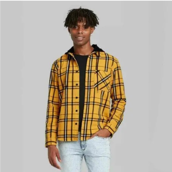 Original Use | Jackets & Coats | Original Use Yellow Plaid Hooded ...